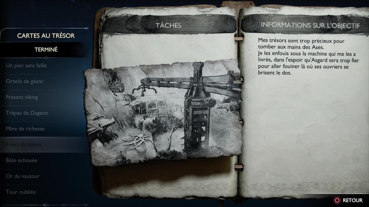God of War Ragnarök : Carte au trésor « Fruits de labeur », solution ...