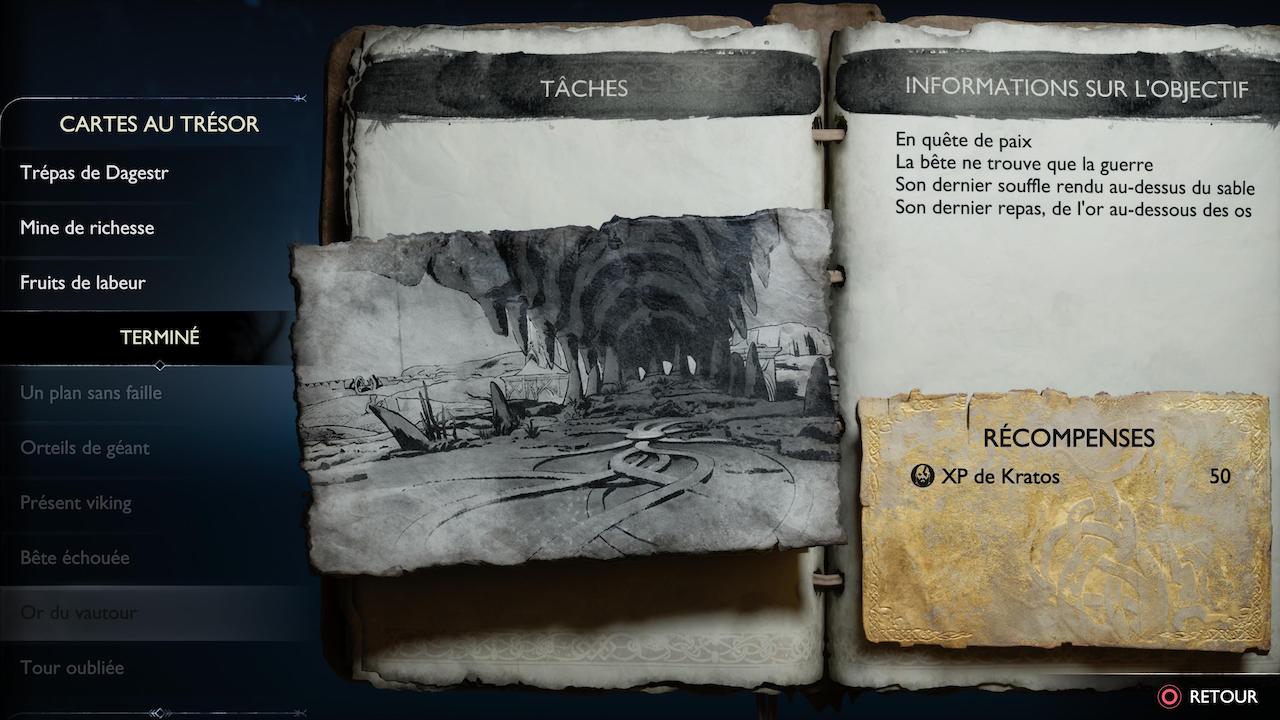 God of War Ragnarök : Carte au trésor « Os du vautour », solution ...