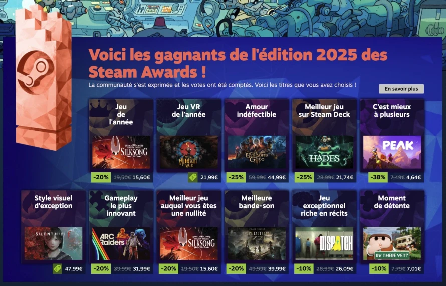 Les Steam Awards 2025 révèle le palmarès, avec son GOTY plutôt étonnant ...