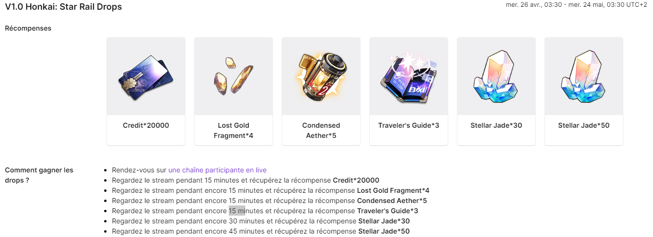 Honkai: Star Rail : Twitch Drops pour le lancement, comment récupérer ...