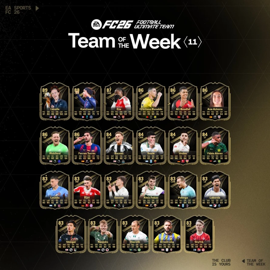 FC 26 : TOTW 11 : Cristiano Ronaldo, Ferran Torres et Karchaoui ...