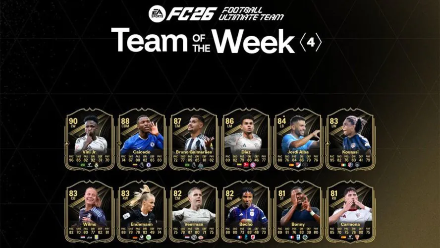FC 26 : TOTW 4 : Vinícius, Caicedo et Bruno Guimarães éclatants - GAMEWAVE